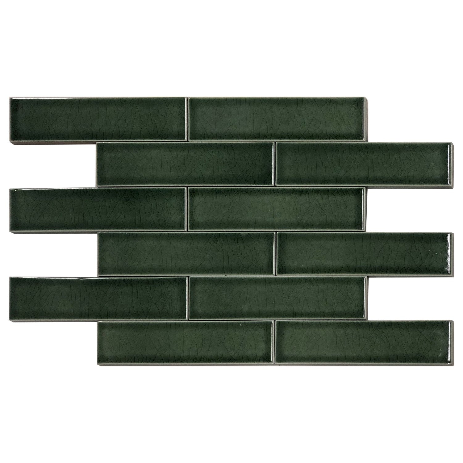 Glossy Ceramic Dark Forest Green Subway Mosaic Tile