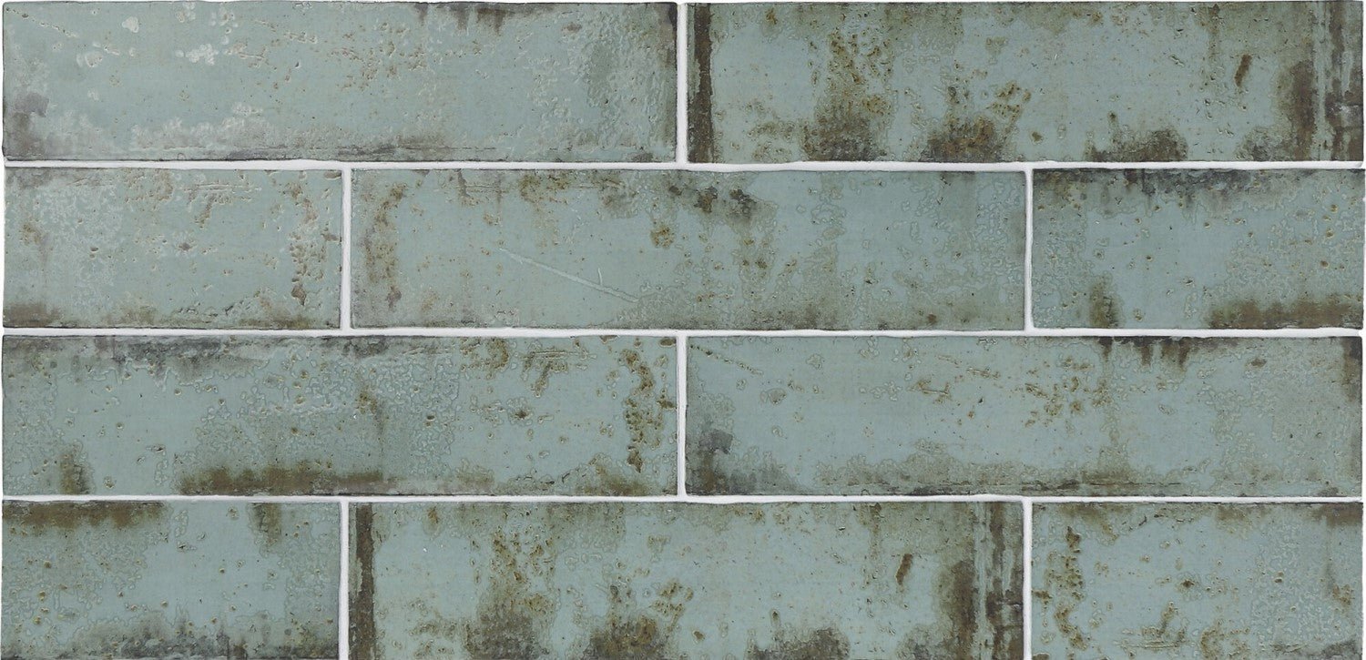 Distressed Rustic Aqua Blue Ceramic 3x12 Subway Tile