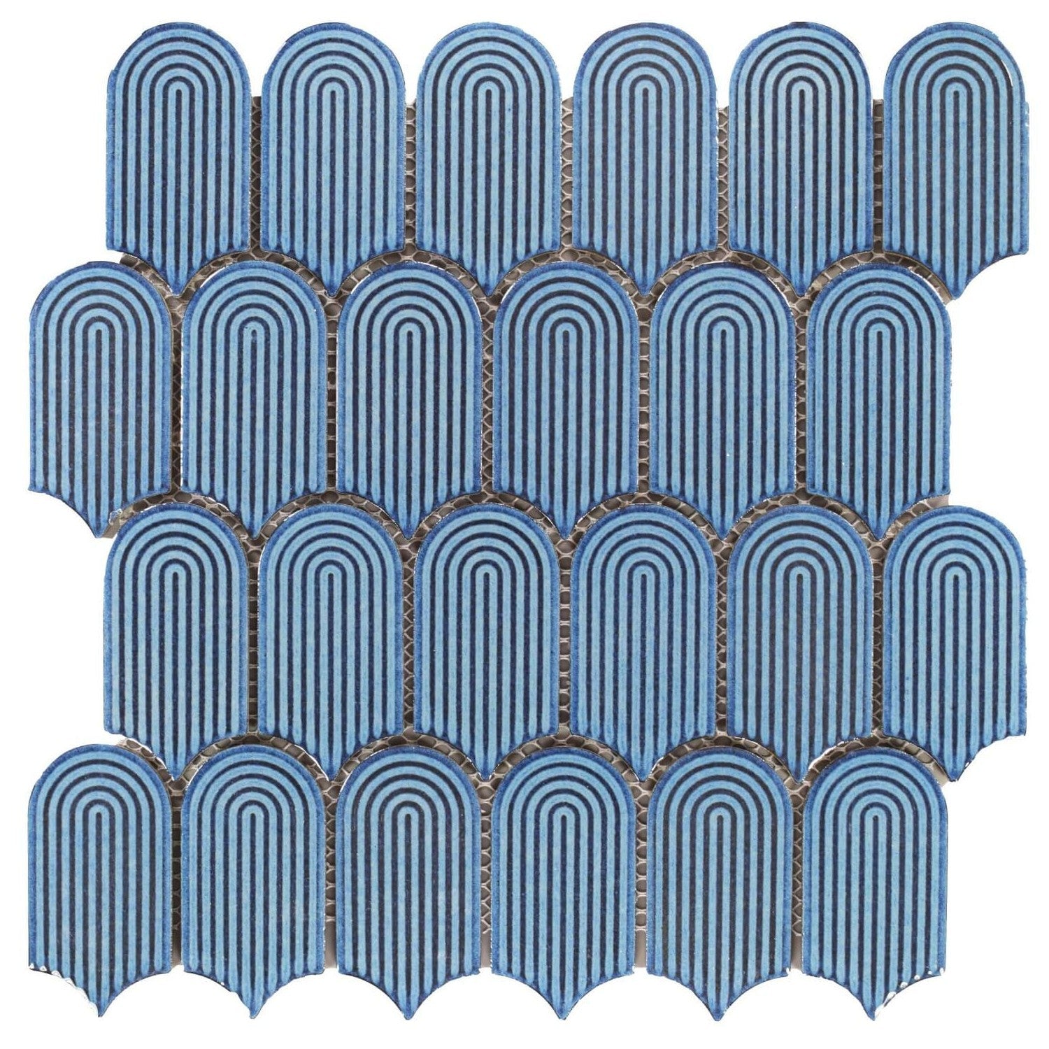 Home › Matte Blue Ceramic Mosaic Elongated Fish Scale Wall Tile