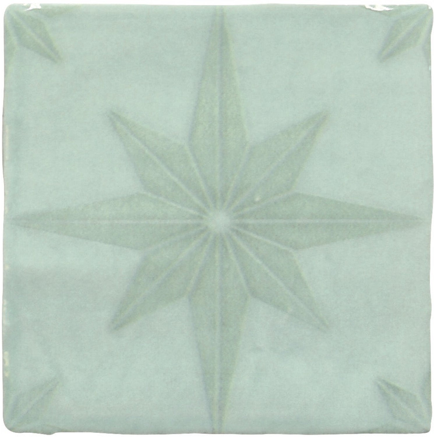 Starburst Ceramic Deco 5 x 5 Tile in Glossy Aqua