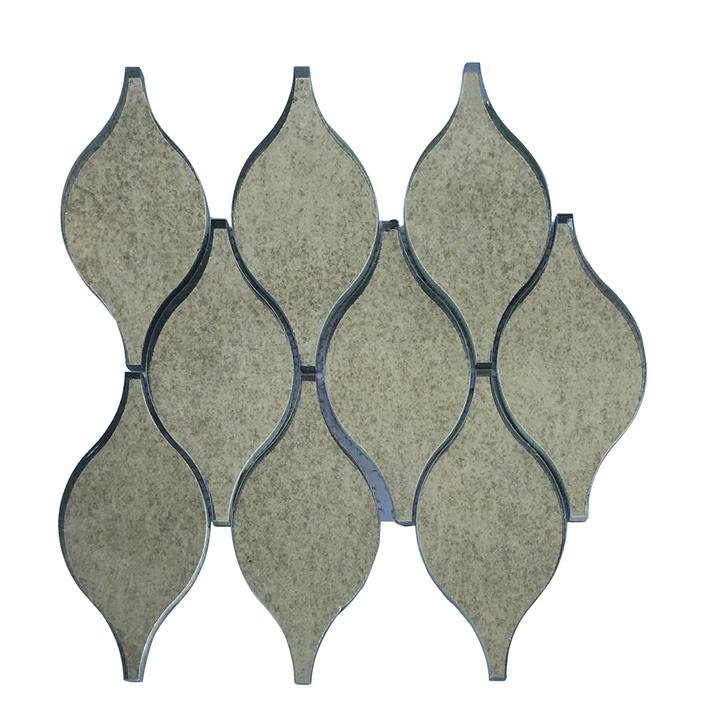 Antique Mirror Glass Tile in Droplet Pattern Mosaic