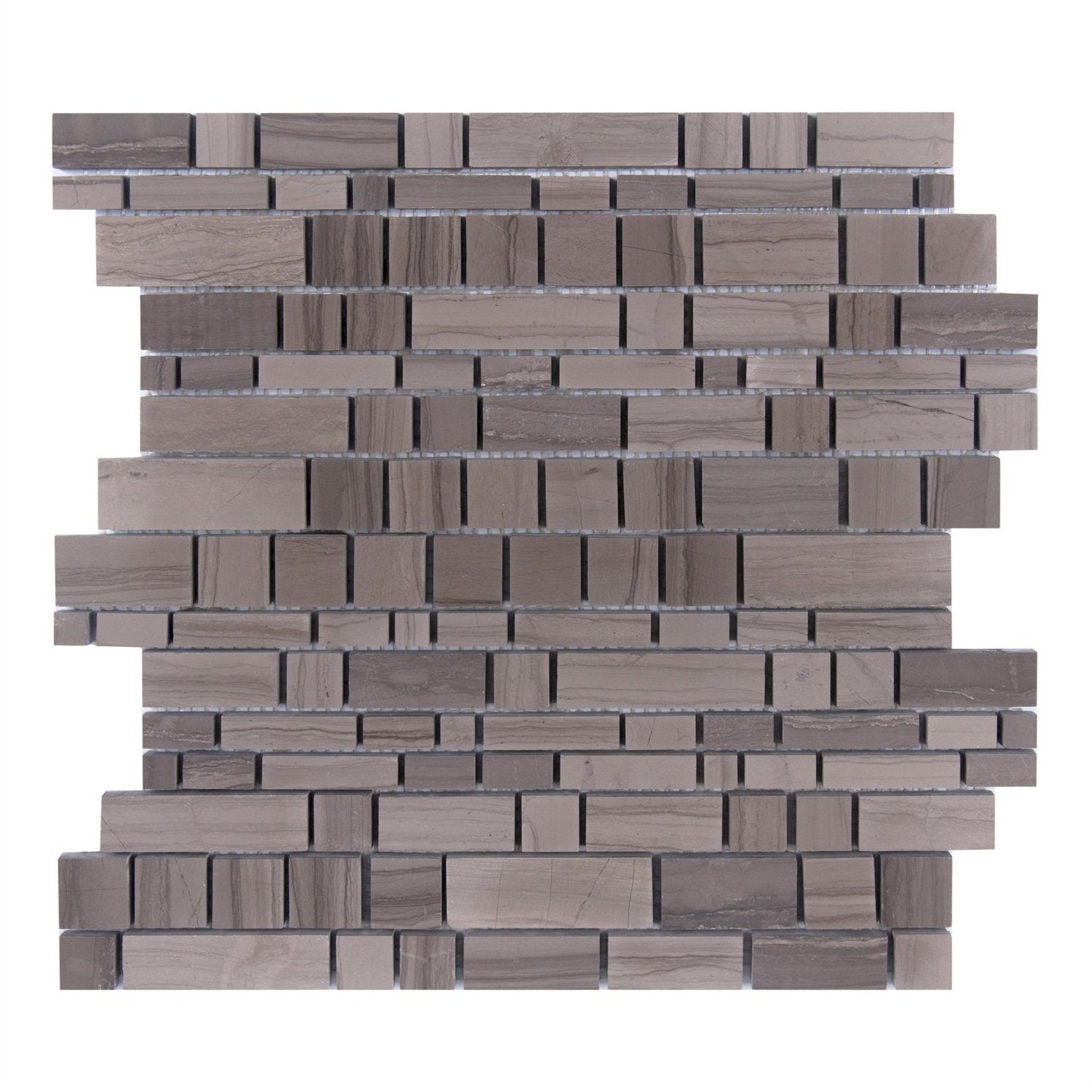 Athens Marble Mosaic Tile in Stacked Block - Honed