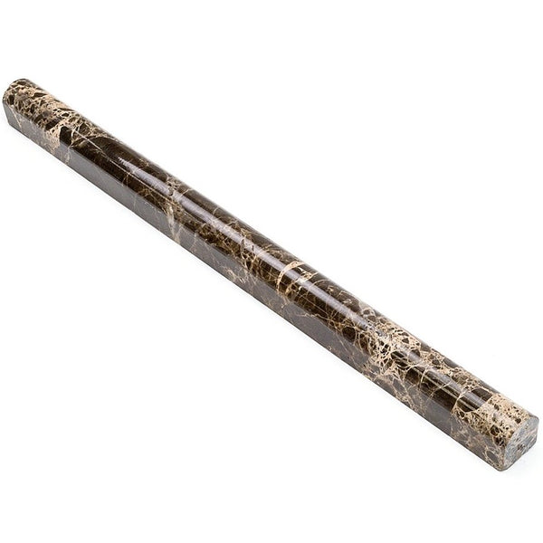 Dark Emperador Marble 3/4" Pencil Rail | Brown Stone Trim & Moldings
