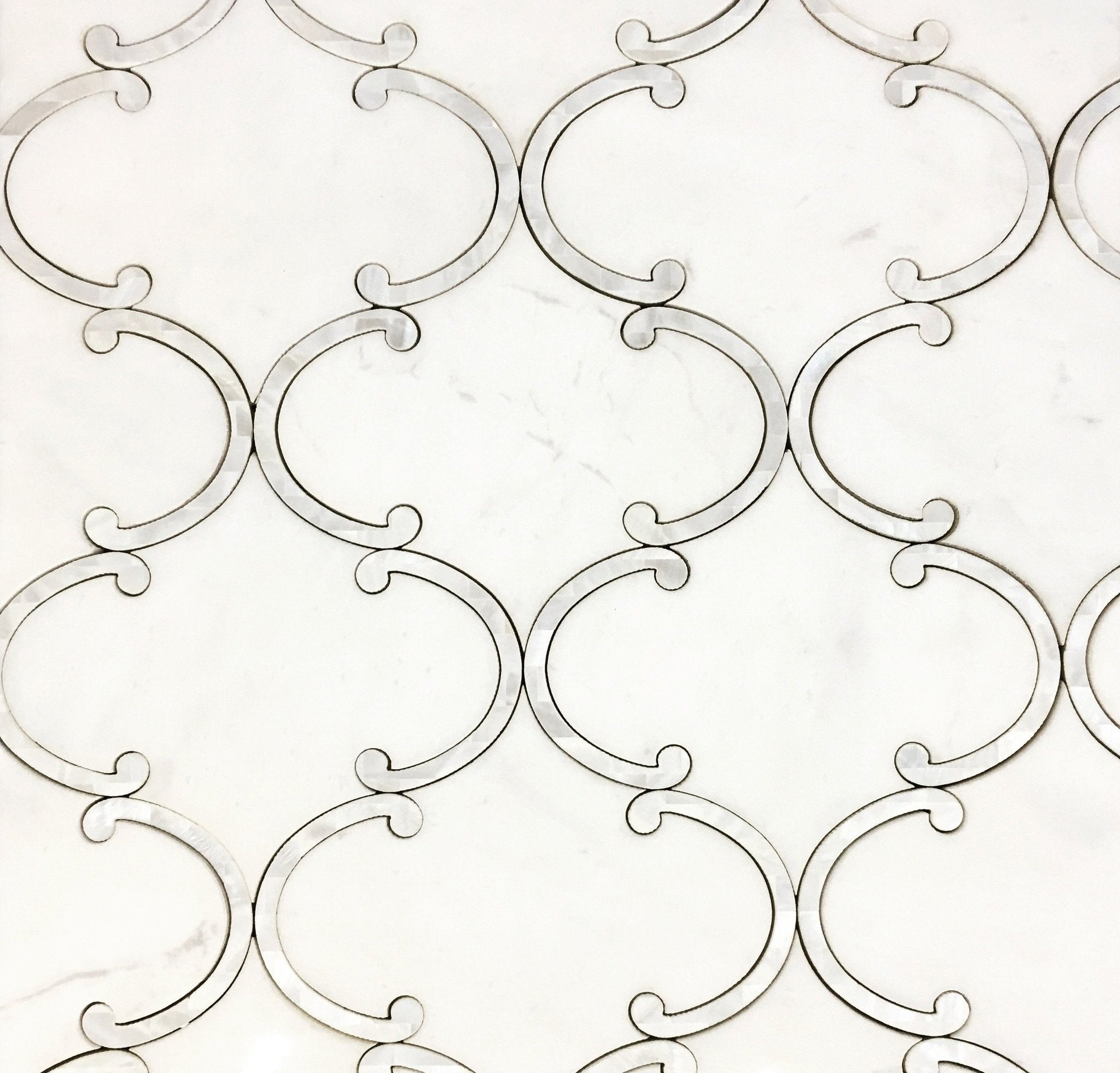 Floating Lantern Star White Marble and Mother of Pearl Waterjet Mosaic Tile