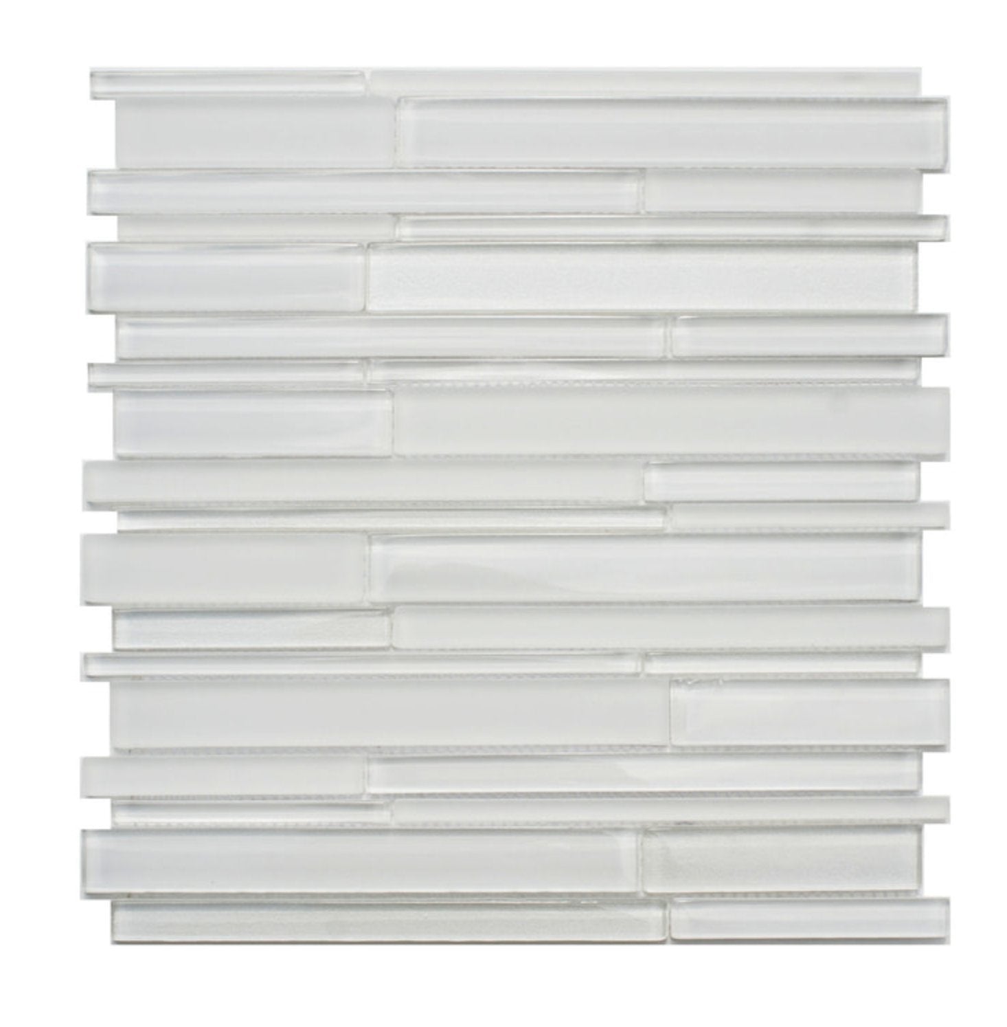 Home › White Beach Glass Look Strip Mosaic Tile